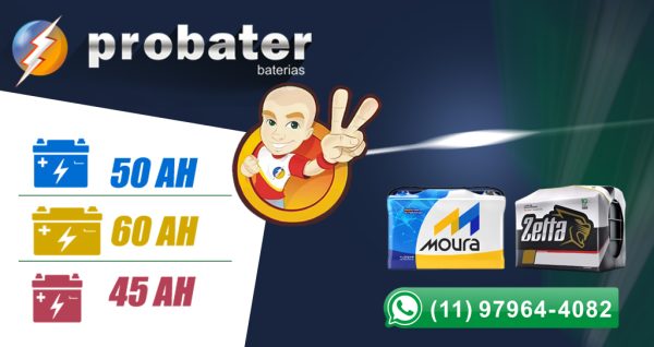 Bateria automotiva em São Paulo Entrega e instalação grátis - Probater